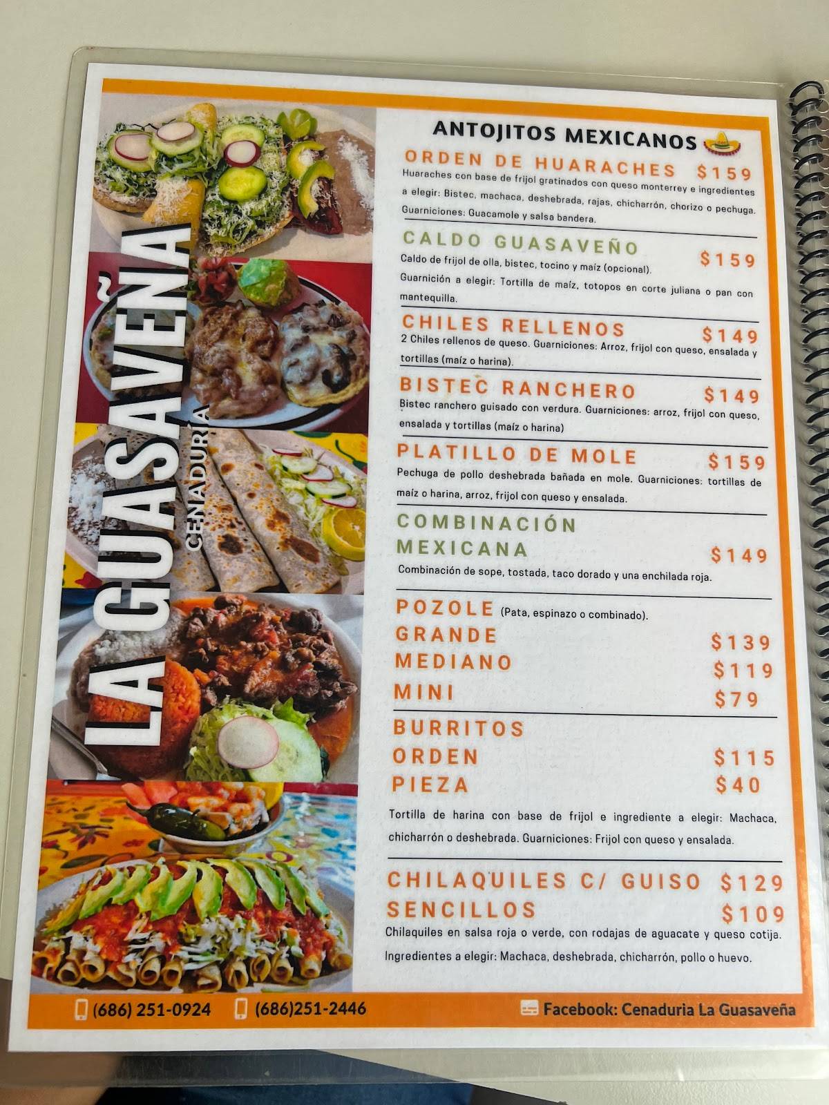 Carta del restaurante Cenaduria La Guasaveña, Mexicali
