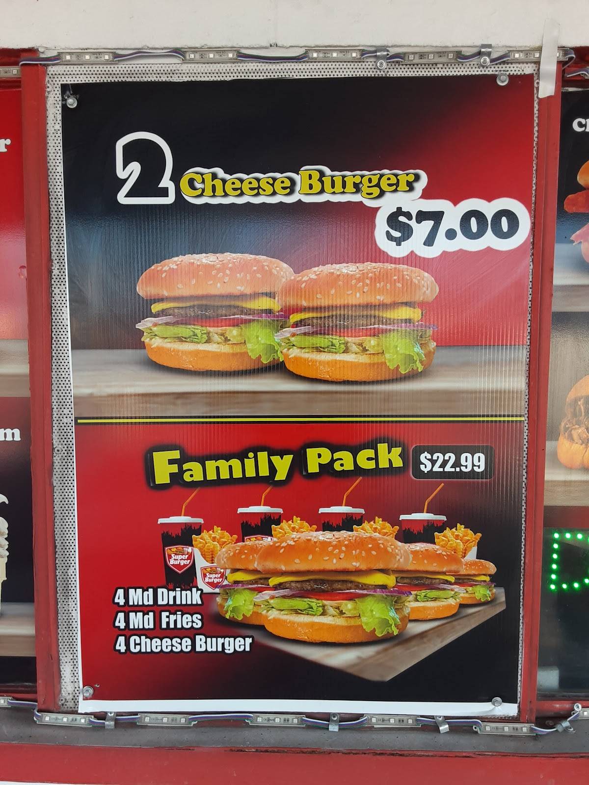 Menu at Super Burger restaurant, Ceres