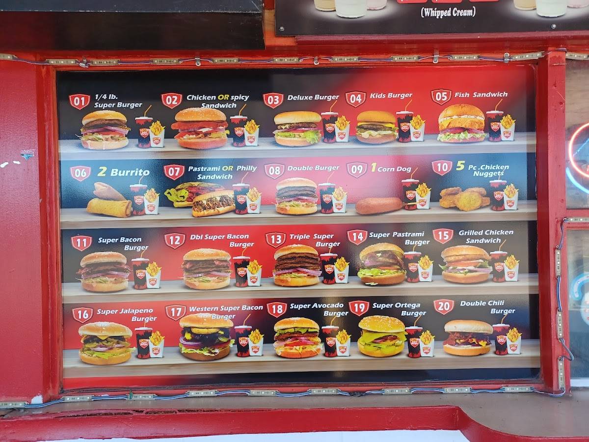 Menu at Super Burger restaurant, Ceres