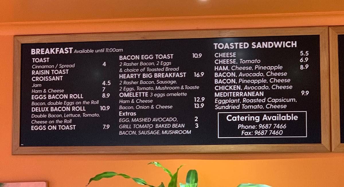 Menu at Chai Coffee cafe, Parramatta, 1/27 Hunter St