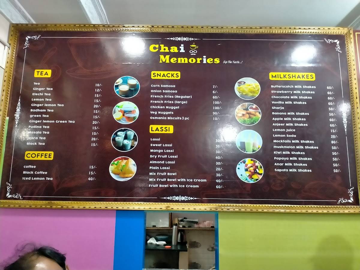 Menu at Chai memories, Hyderabad, Suchitra Rd
