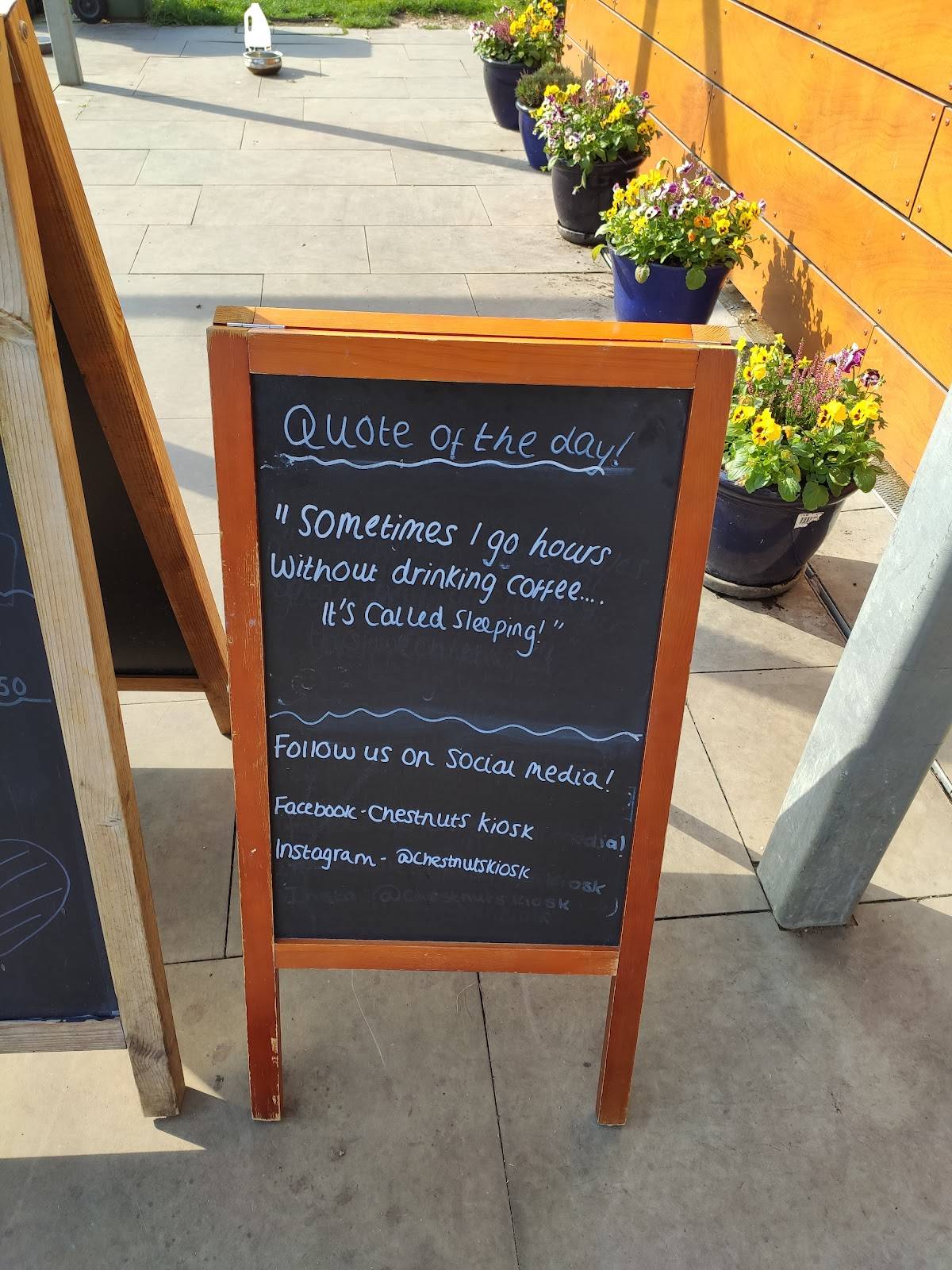 Menu at Chestnuts Kiosk cafe, London