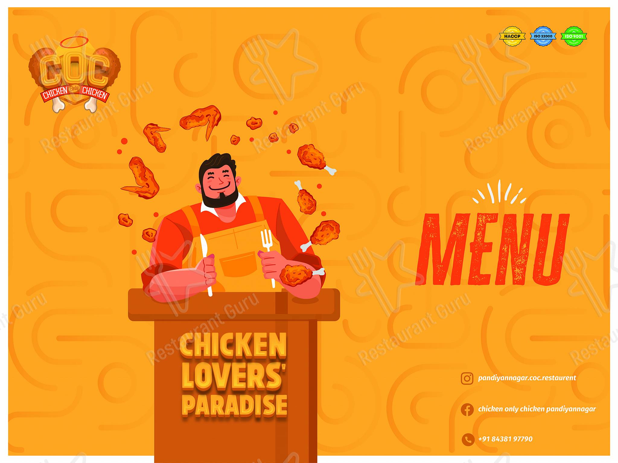 Menu at Chicken Only Chicken Restaurant, Tiruppur