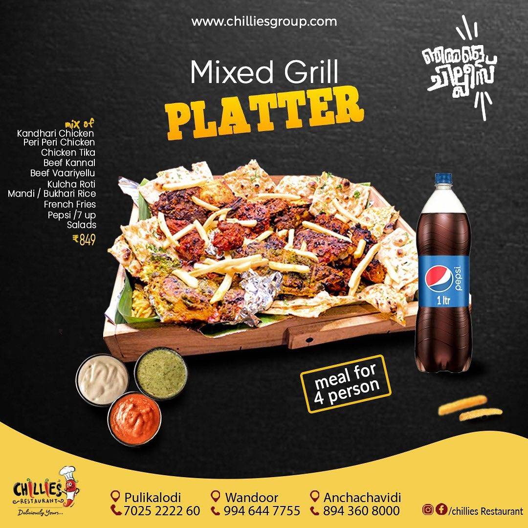 Menu at Chillies Restaurant, Mampad