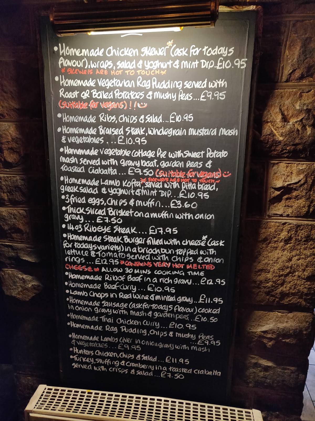 Menu at Church Inn pub & bar, Delph