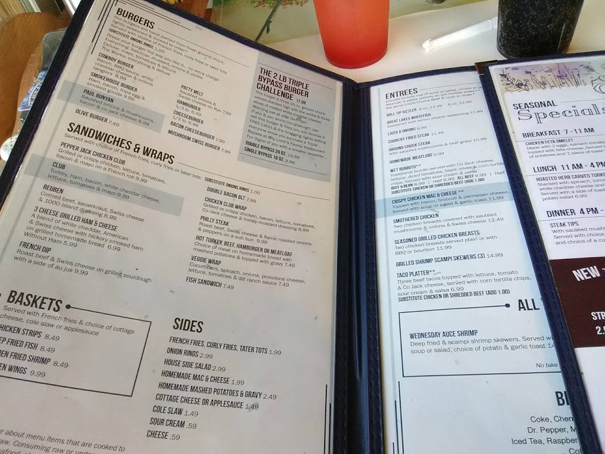 Menu at City Limits restaurant, Newaygo