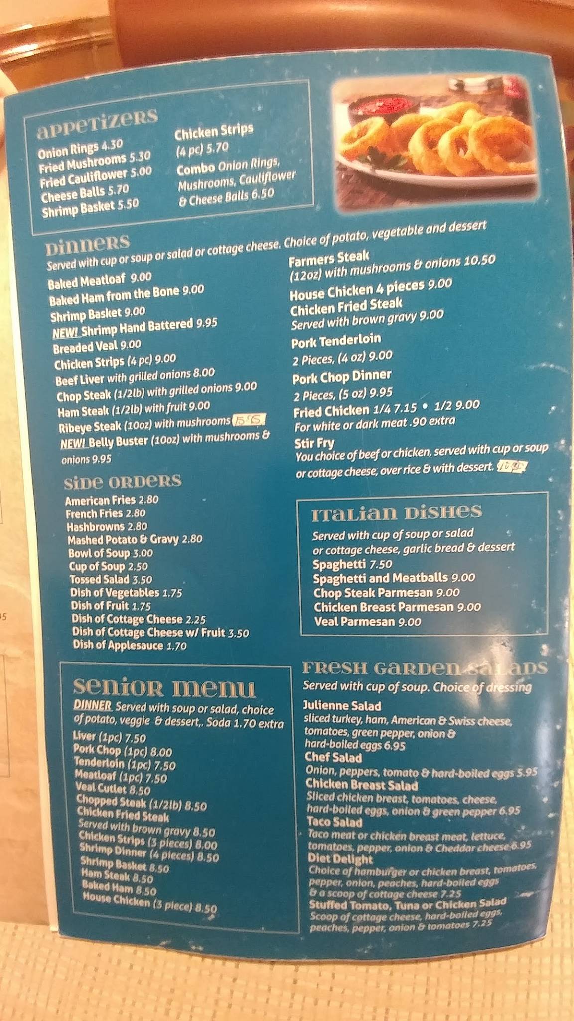 Menu at Nora's Café restaurant, Clinton