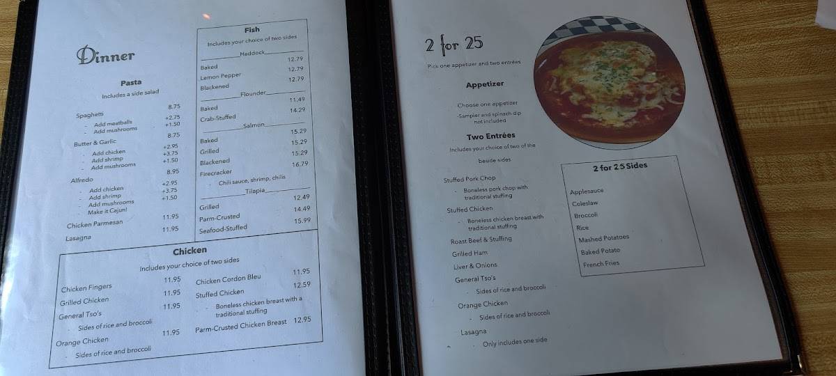 Menu at Coal Miner's Diner restaurant, Jennerstown