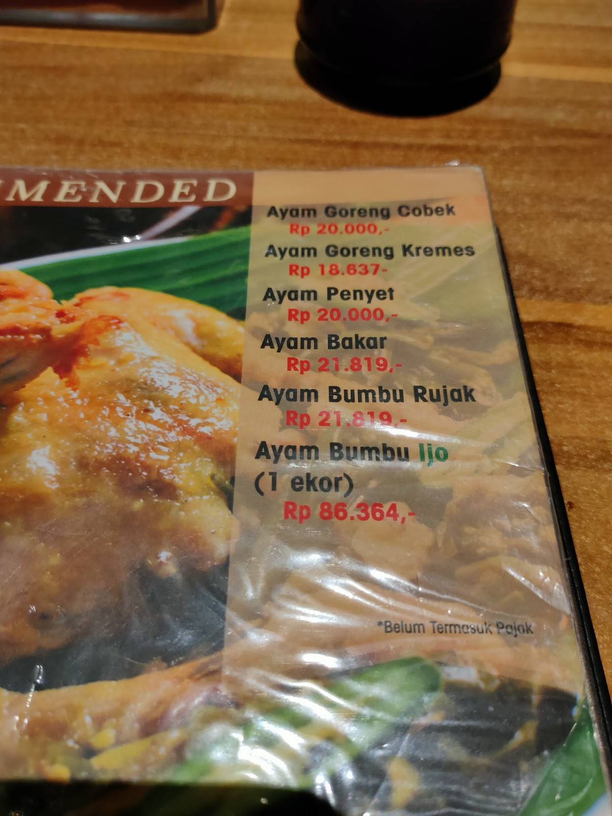 Menu at Cobek Cobek Boulevard restaurant, Makassar, Jl. Boulevard No.6