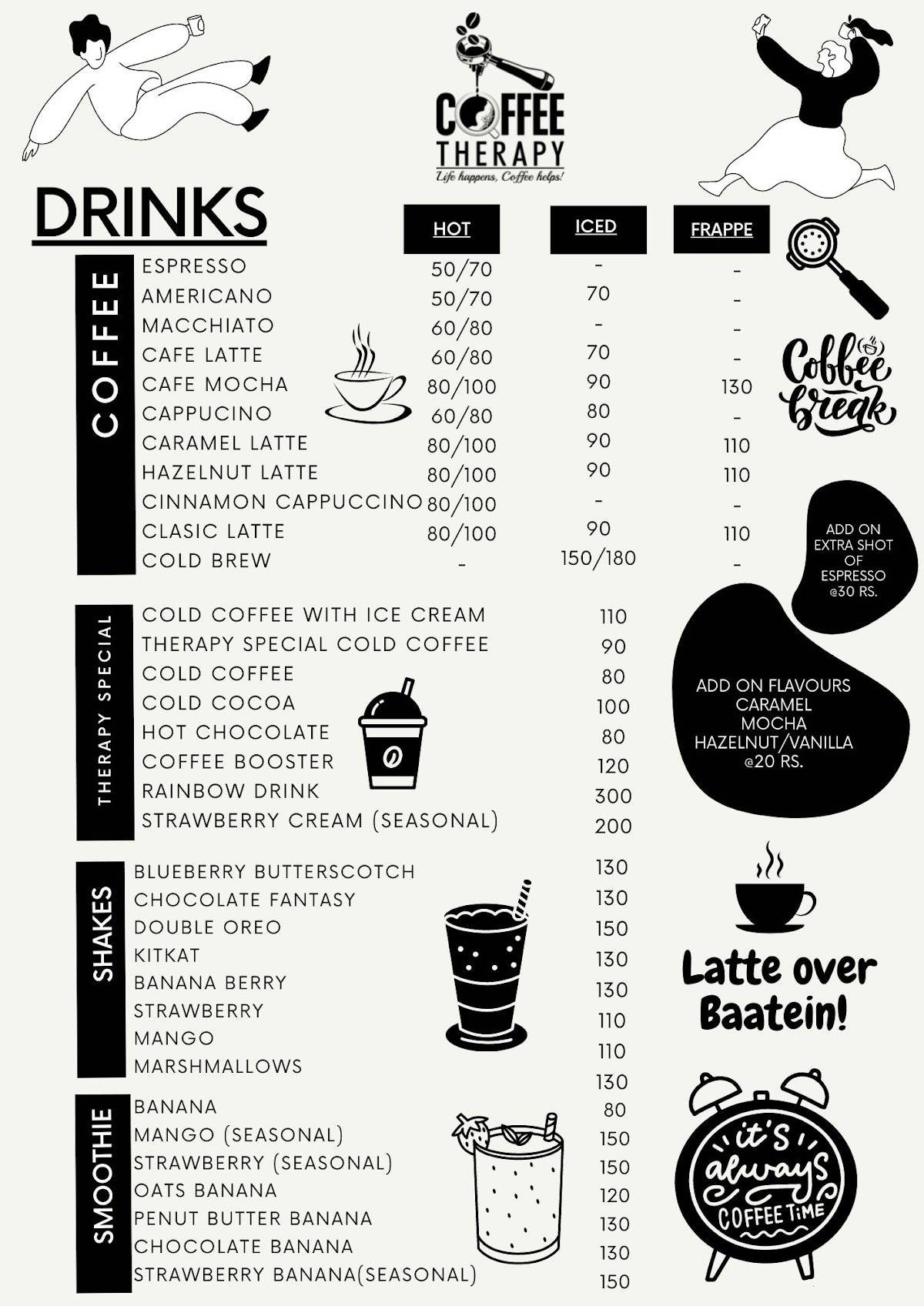 Menu at Coffee Therapy, New Delhi