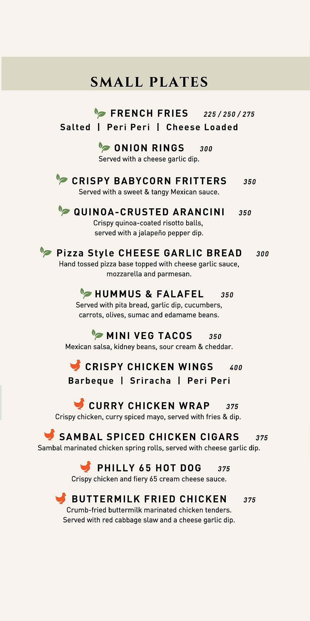 Menu at Conçu Begumpet, Hyderabad, inside Hotel Green Park