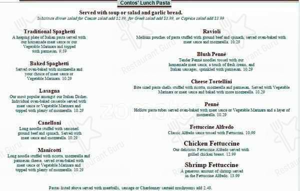 Menu at Contos Pizza & Pasta pizzeria, Lake Stevens