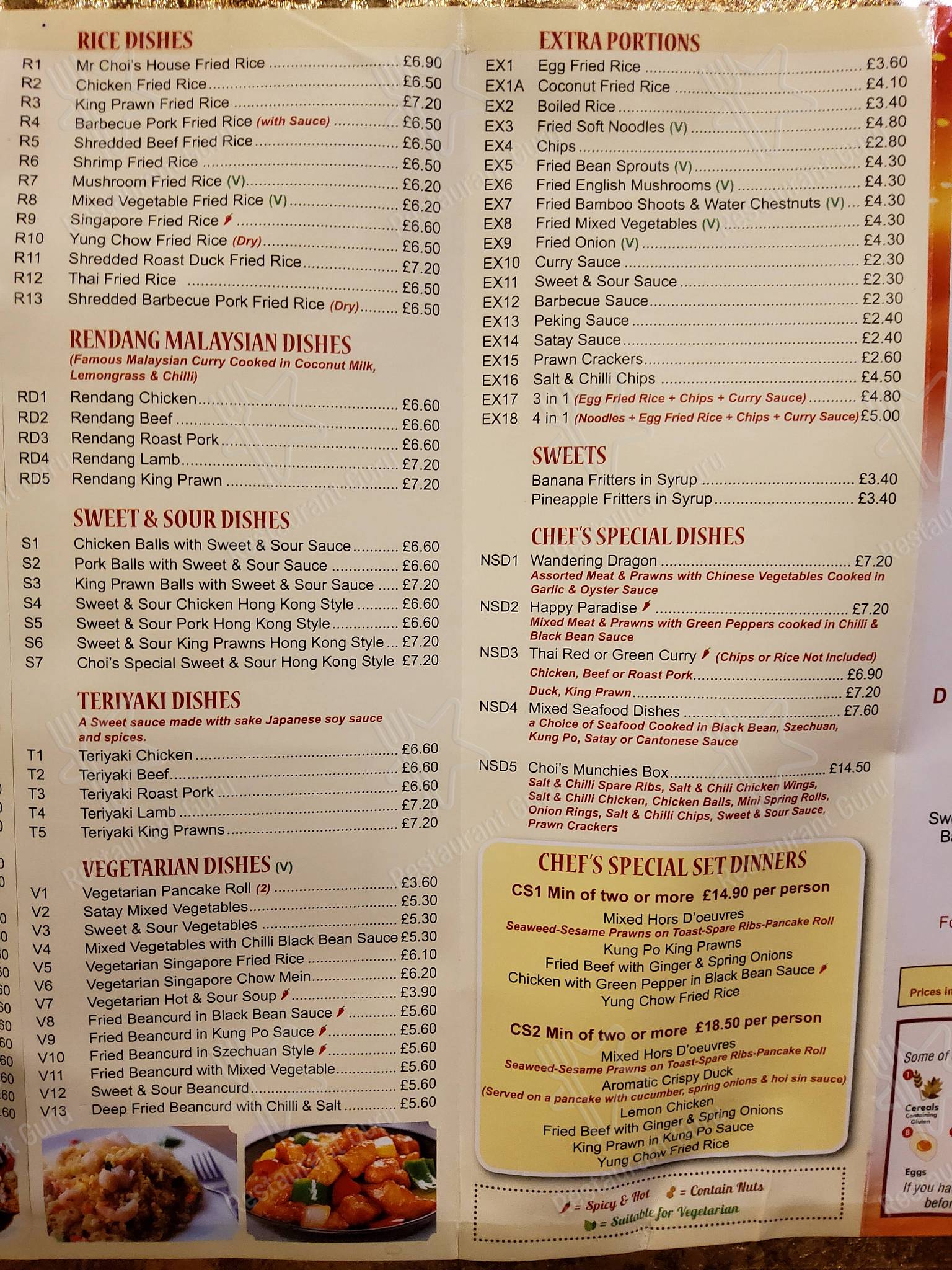 Menu at Mr Choi's Chinese Takeaway fast food, Corby