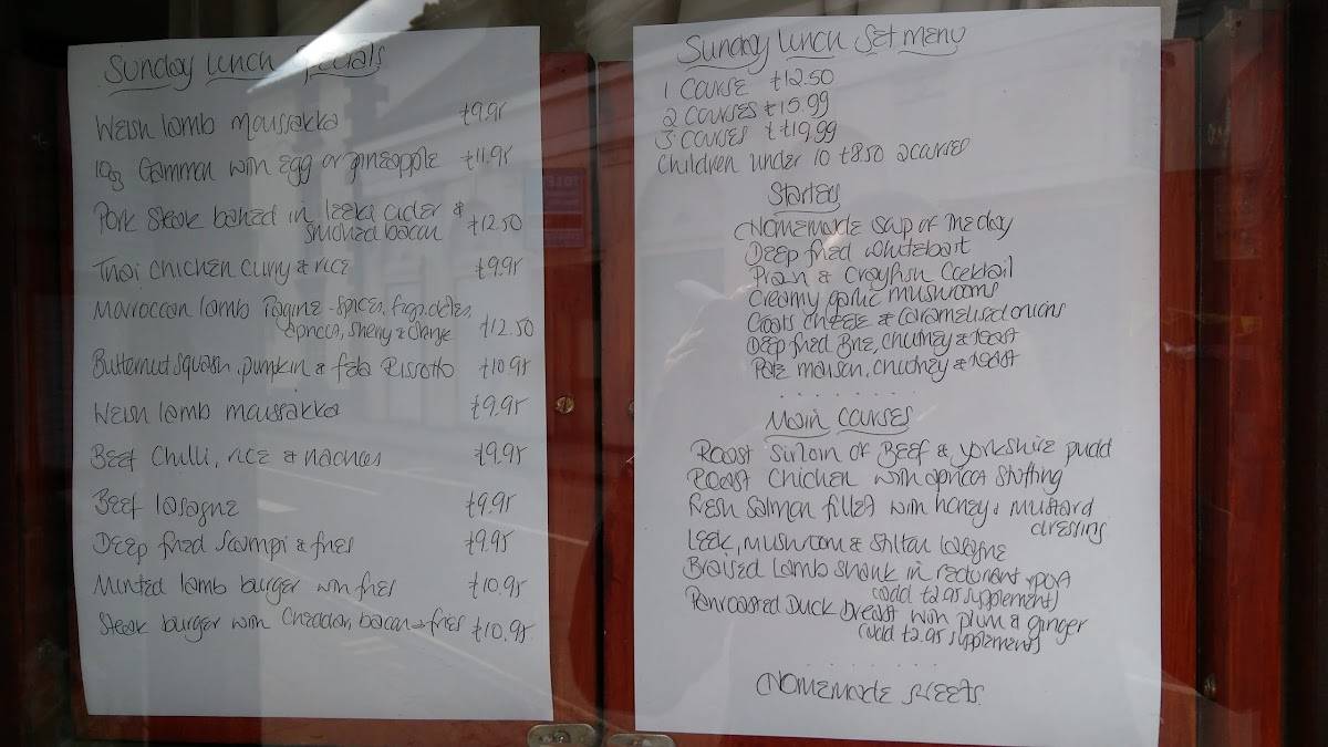 Menu at Corn Store restaurant, Welshpool