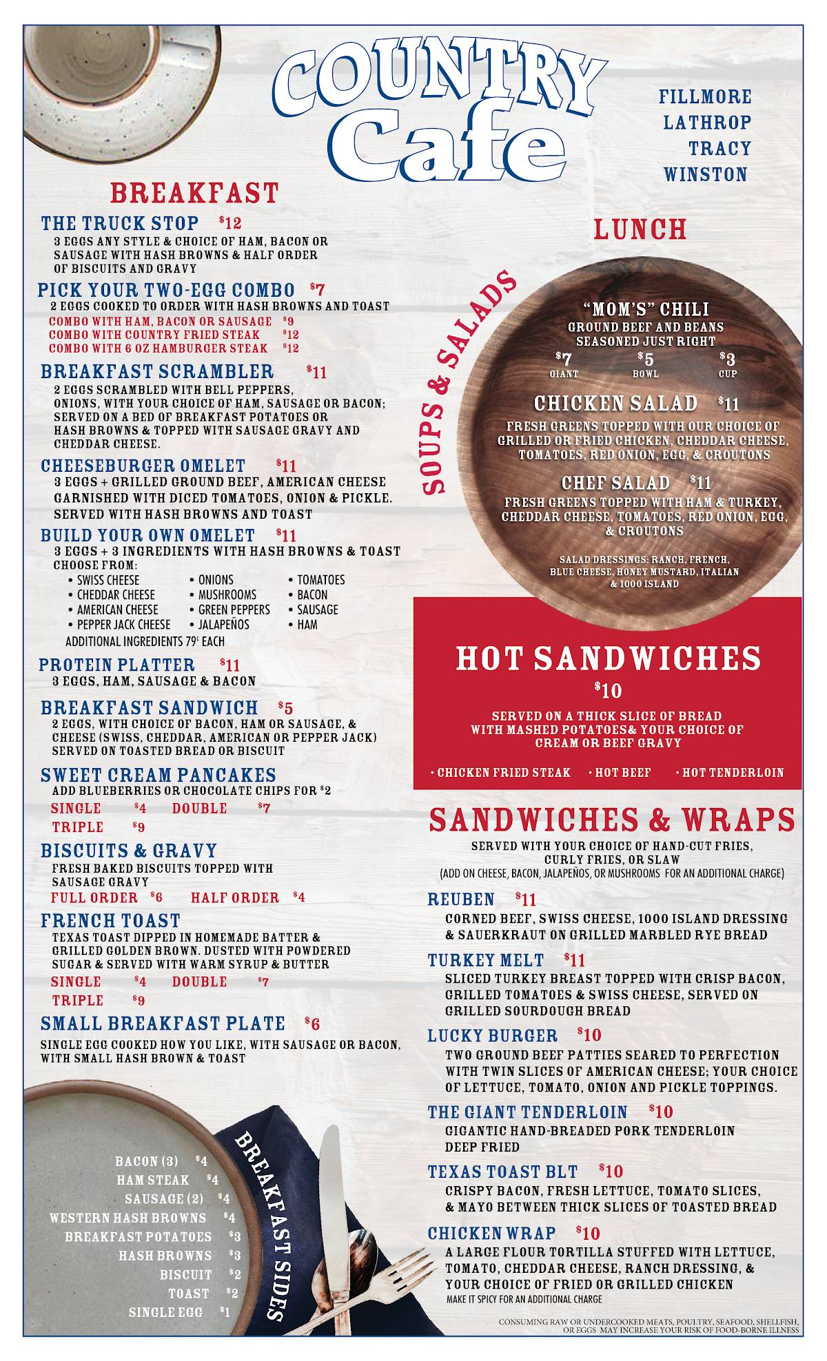 Menu at Country Cafe (Tracy, MO), Platte City