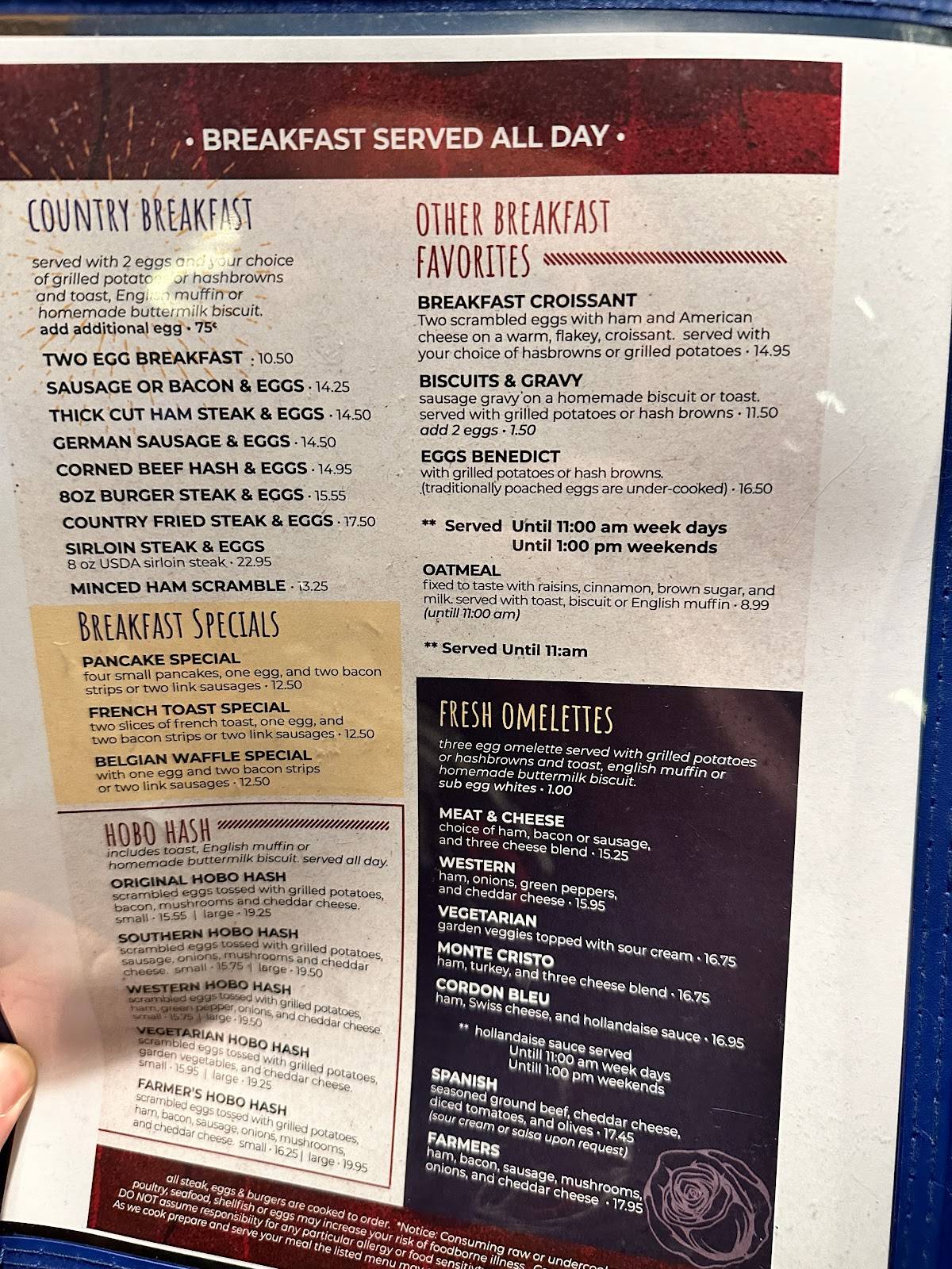 Menu at Country Rose Café cafe, Tacoma
