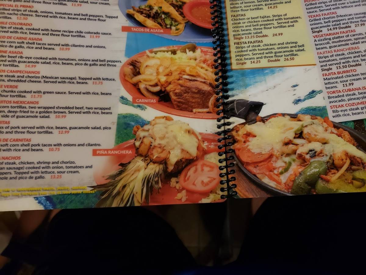 Menu at Cozumel Mexican Restaurant, Oak Creek