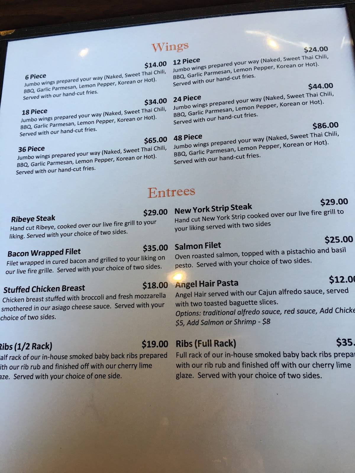 Menu at Cured and Cultured restaurant, Belleville