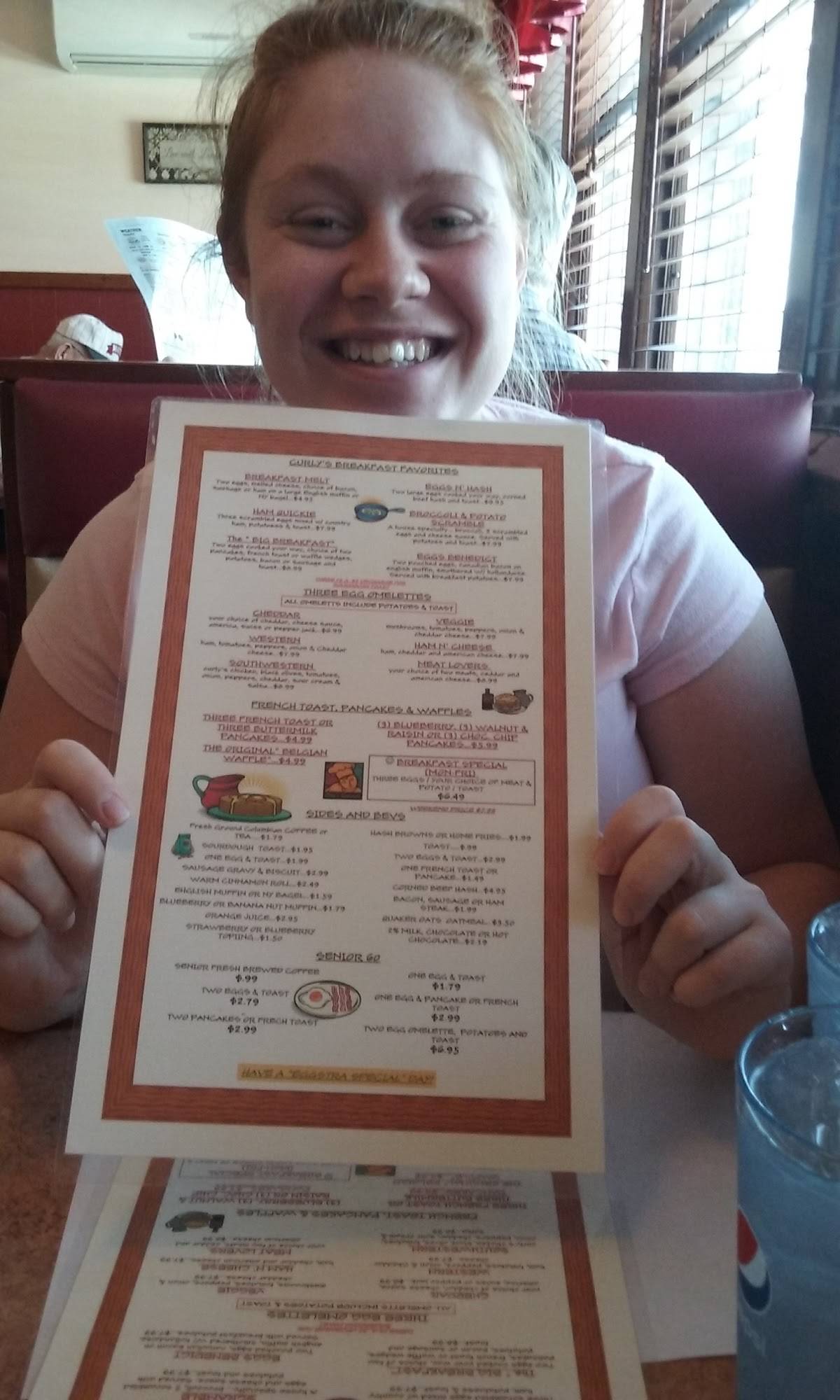 Menu at Curly's Chicken House restaurant, Elmira