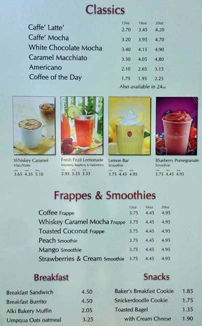 Menu at Cutters Point Coffee cafe, Tacoma, 6th Ave suite 100
