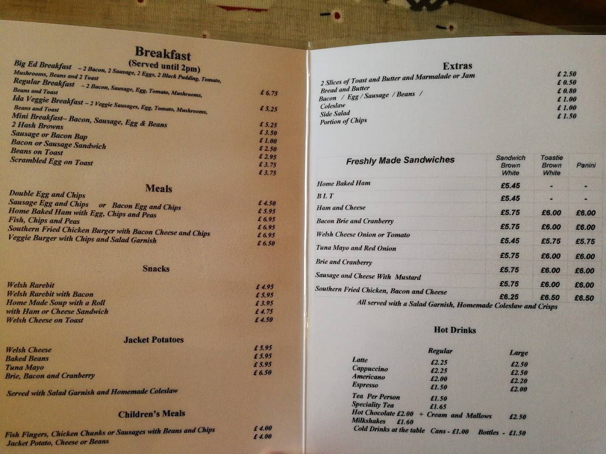 Menu at Cwpan Pinc pub & bar, Llangadfan