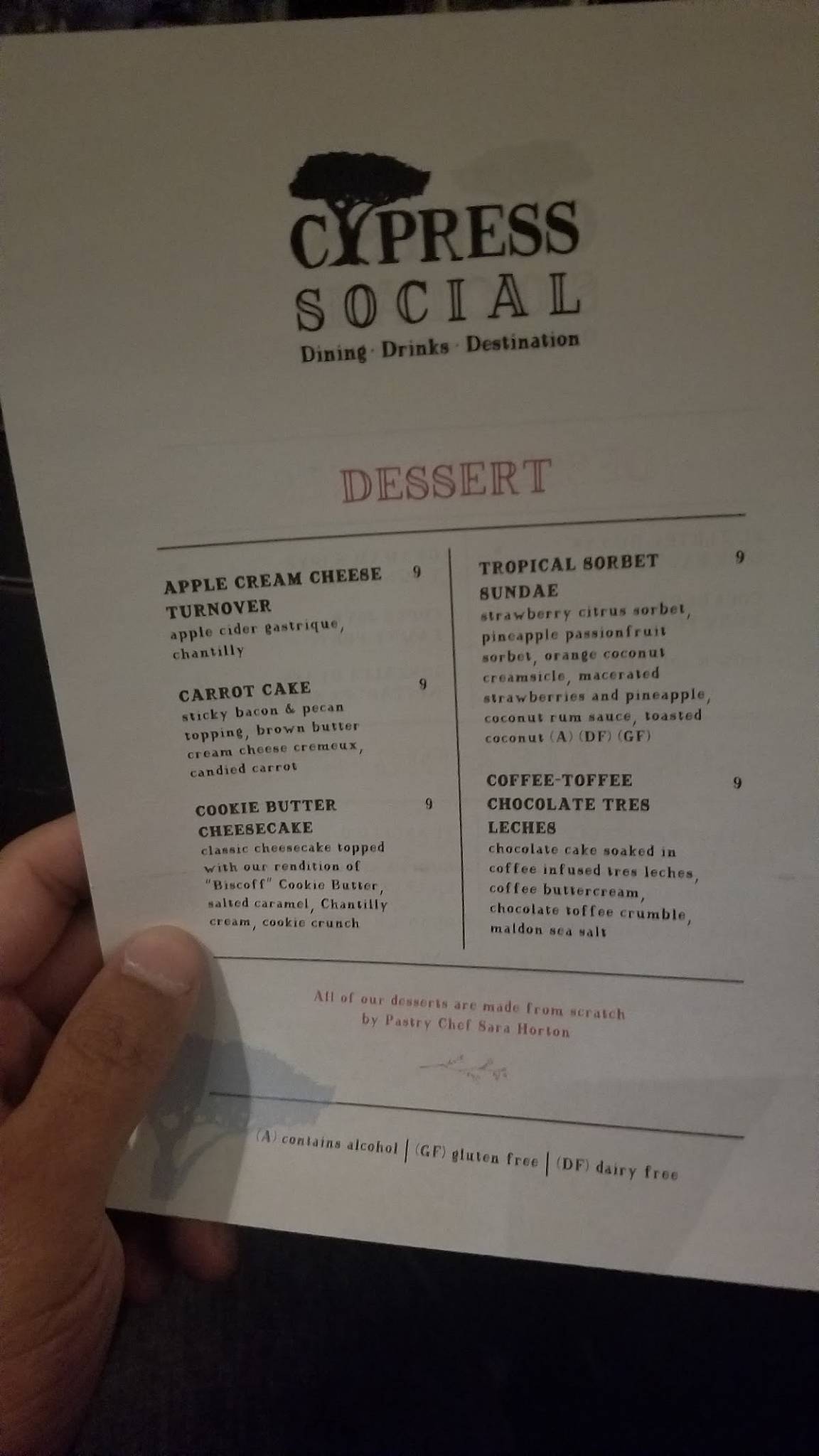 Menu at Cypress Social pub & bar, North Little Rock