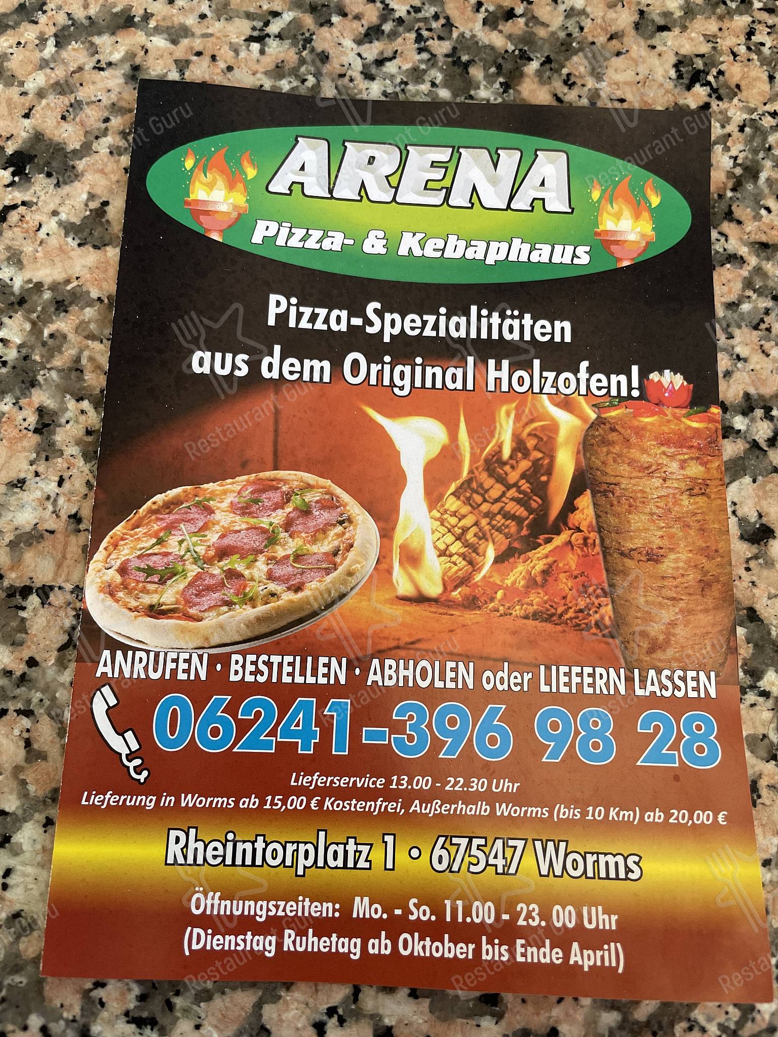 Speisekarte von Dönerladen Arena Kebaphaus restaurant, Worms