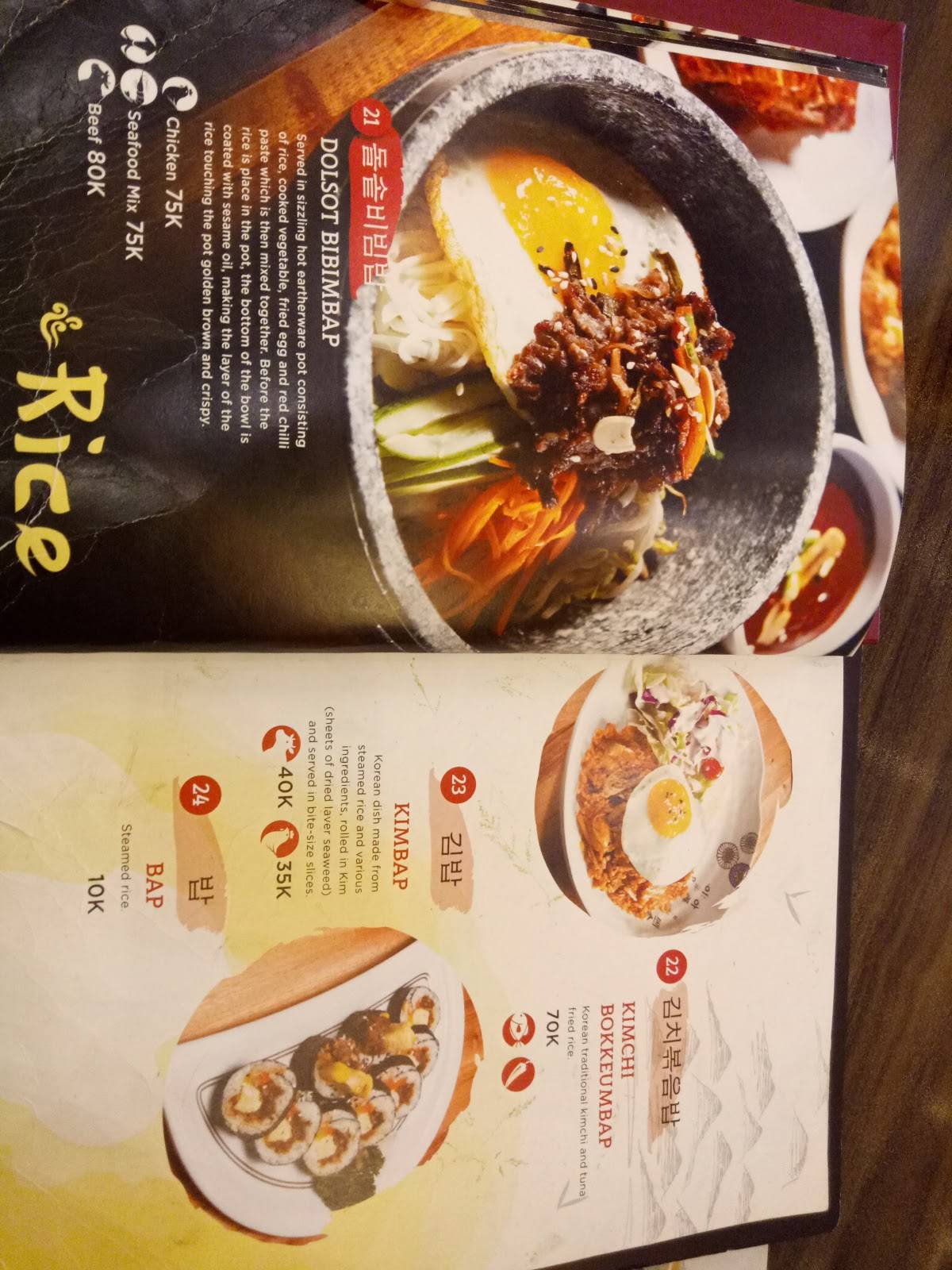 Menu at DaeBak Korean BBQ Restaurant, Medan