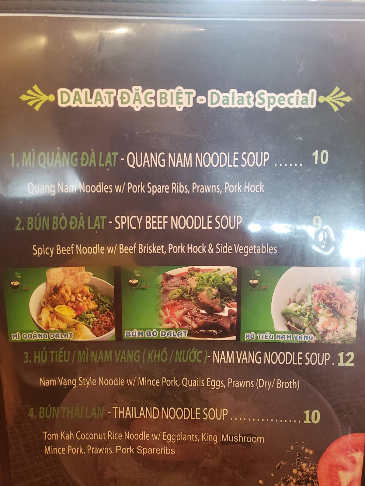 Menu at Dalat Quan restaurant, Seattle