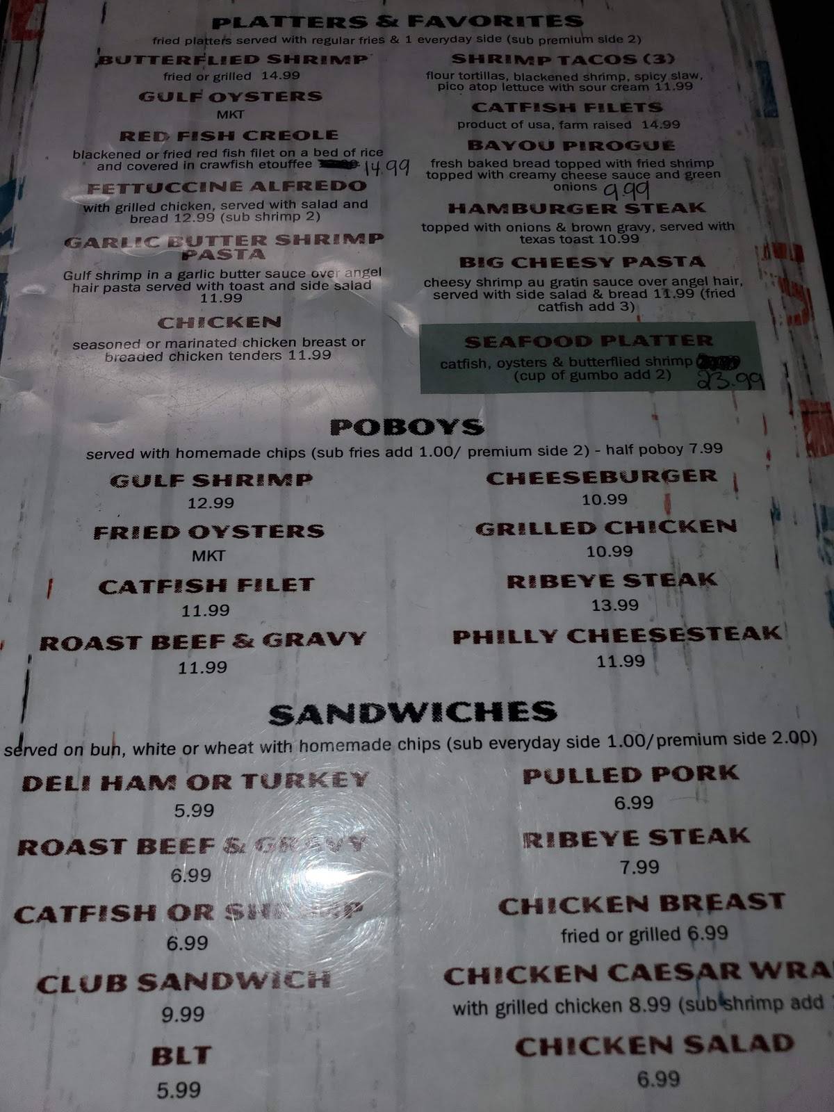 Menu at Dan's Poboys and Seafood fast food, Diamondhead