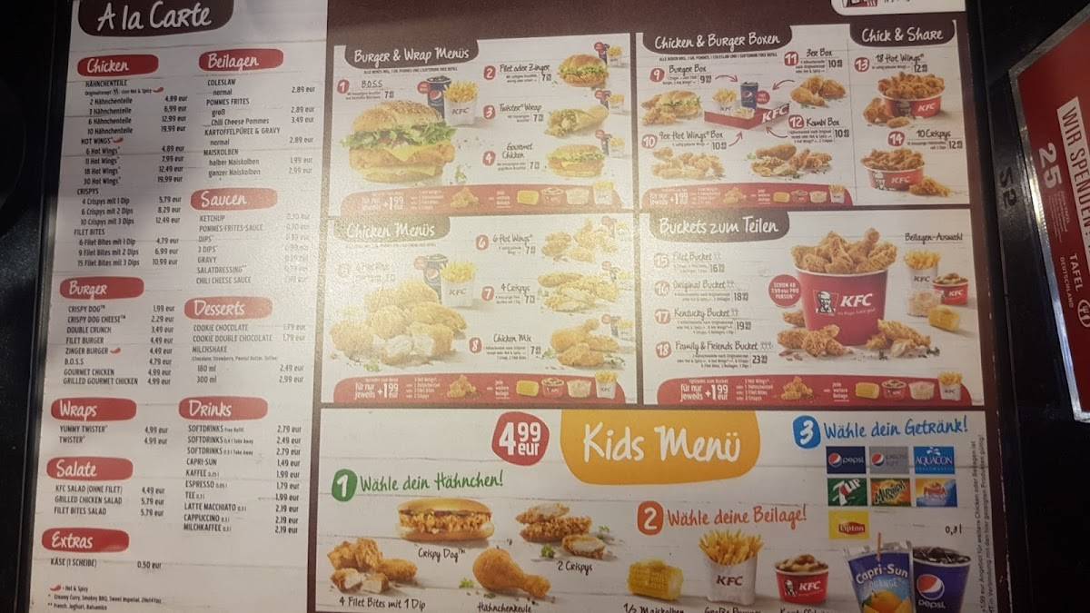 Carta de comida rápida Kentucky Fried Chicken, Darmstadt, Gräfenhäuser ...