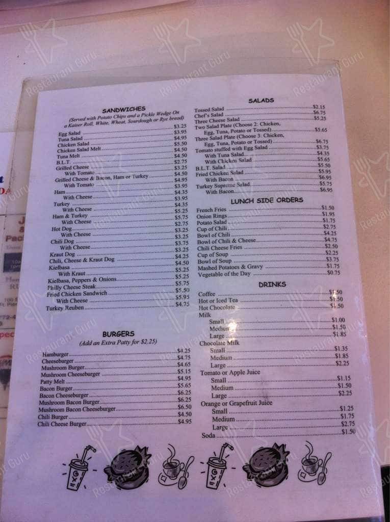 Menu at Dave's Diner restaurant, Fort Pierce