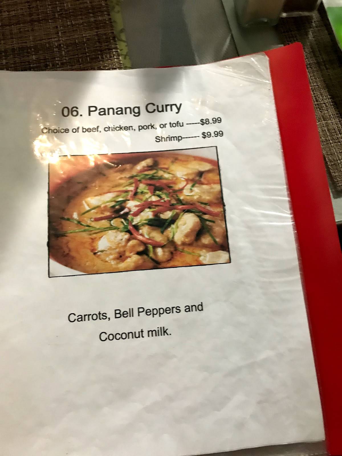 Menu at Dee Thai Express restaurant, Prescott