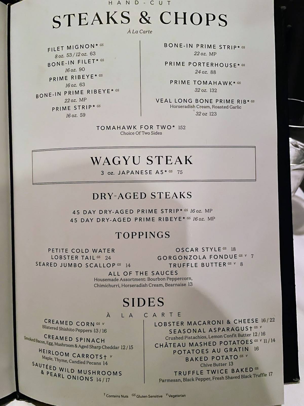 Menu at Del Frisco's Double Eagle Steakhouse, Greenwood Village