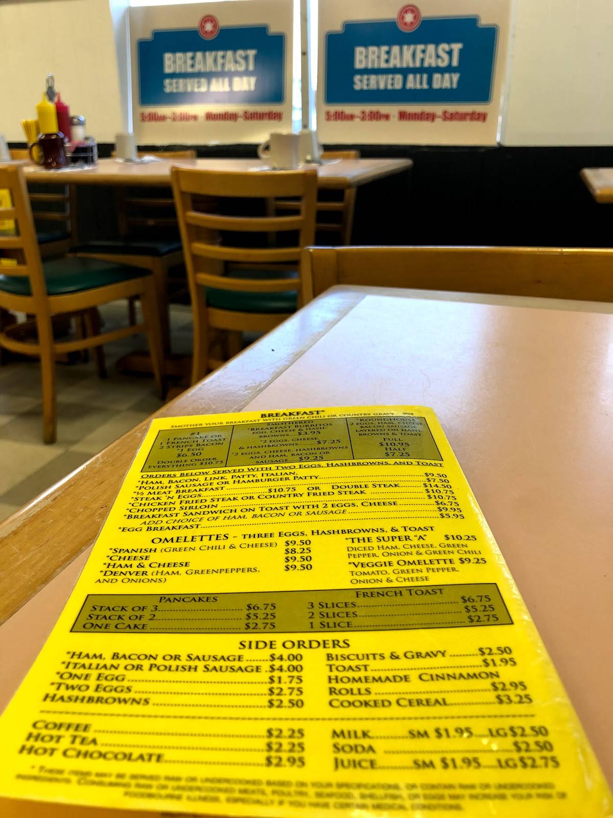 Menu at Butcher Block Cafe, Denver, Washington St