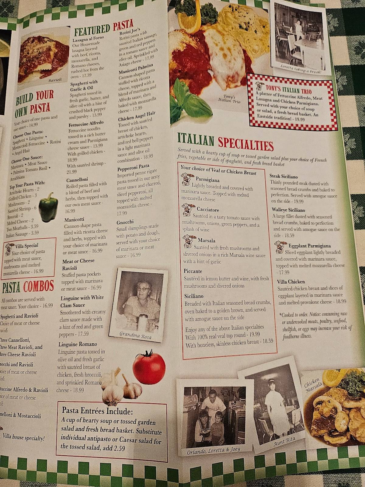 Menu at Villa Restaurant and Pizzeria, Eastpointe