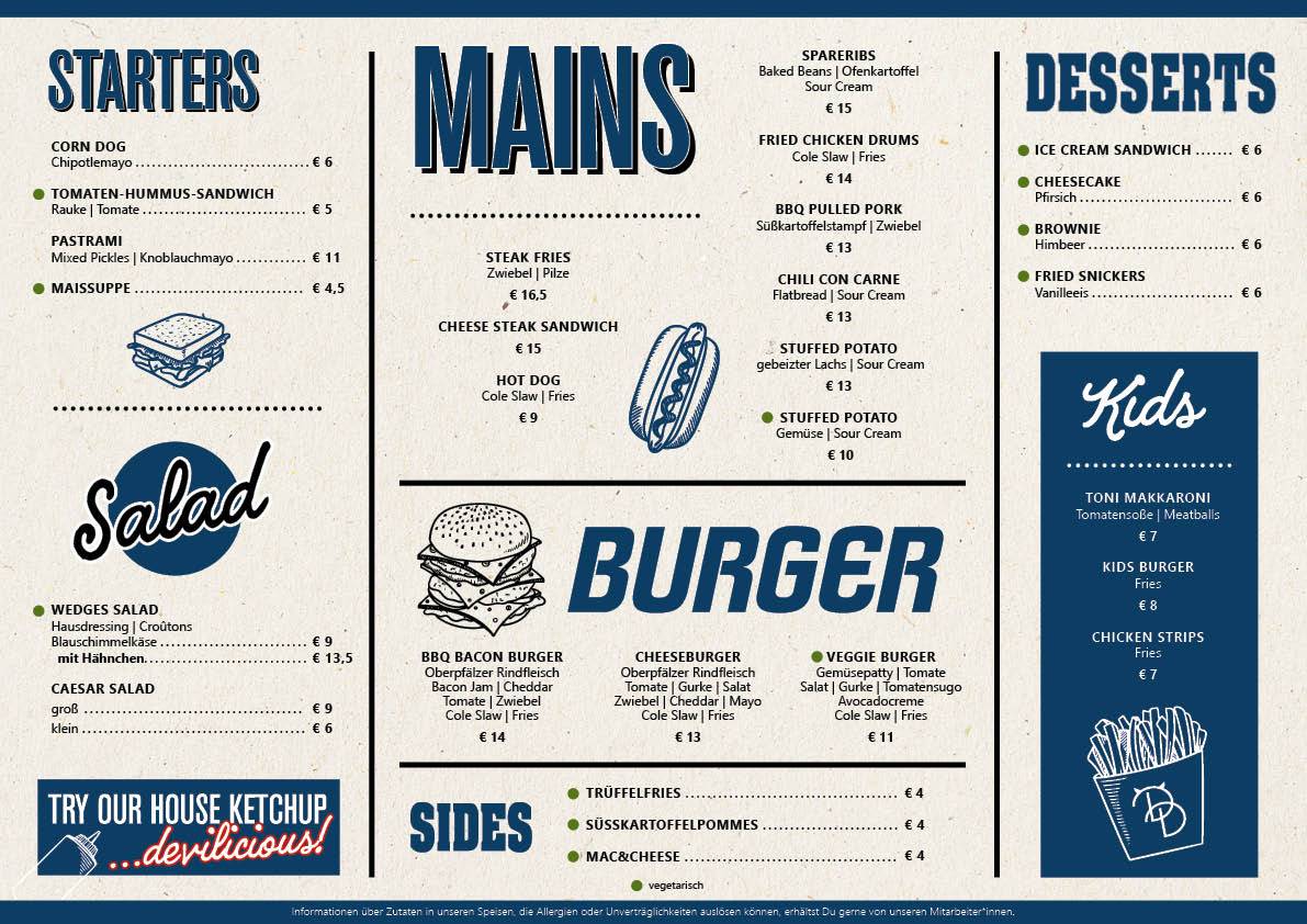 Speisekarte von Devils Diner restaurant, Weiden in der Oberpfalz