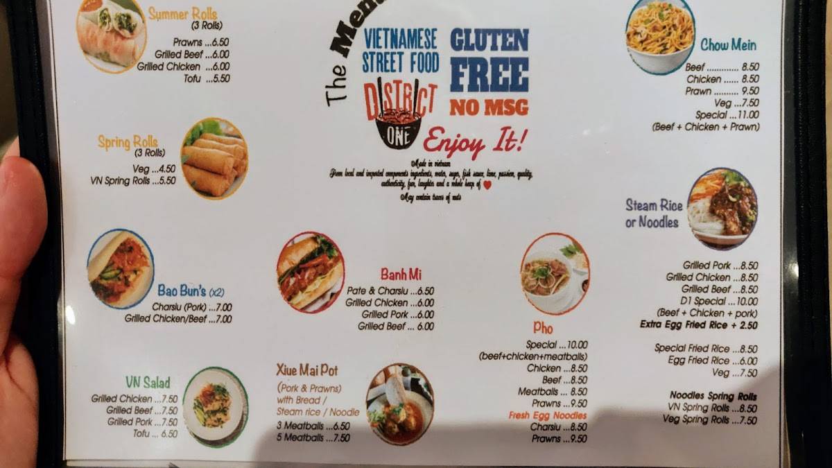 Menu at District One Vietnamese Kitchen restaurant, London
