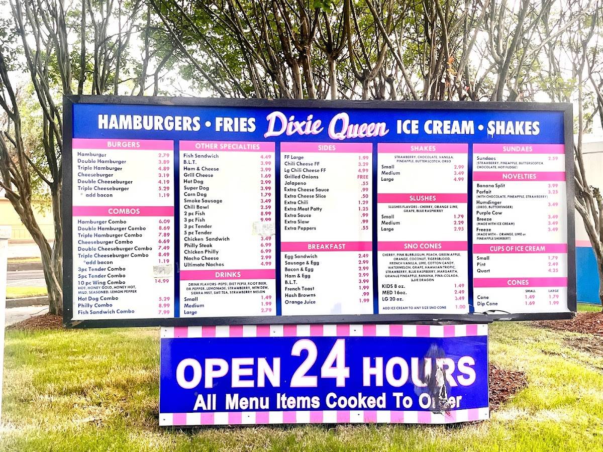 Menu at Dixie Queen restaurant, West Memphis