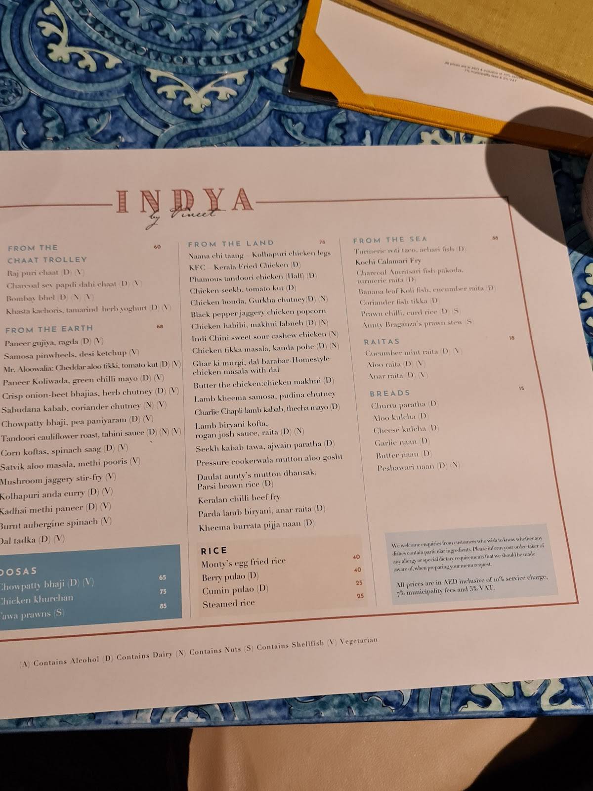 Menu at Indya by Vineet restaurant, Dubai