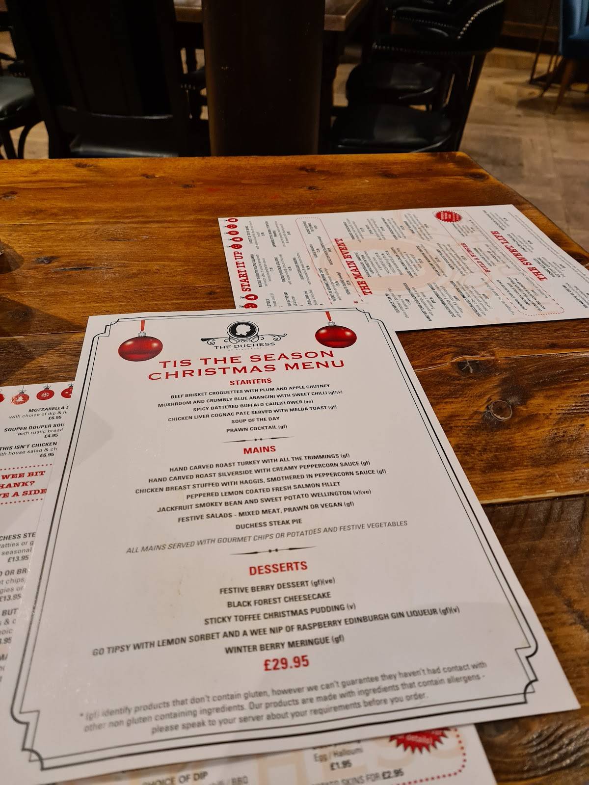 Menu at Duchess of Kirkcaldy restaurant, Kirkcaldy