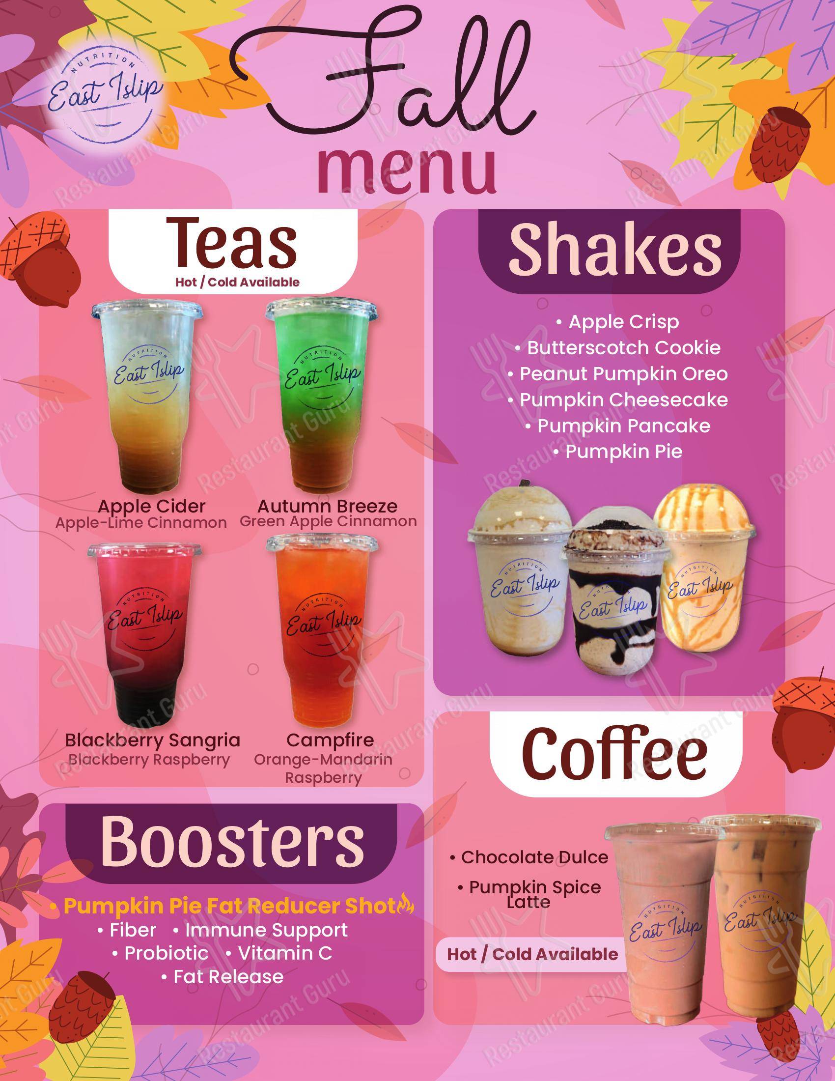 Menu at East Islip Nutrition pub & bar, East Islip