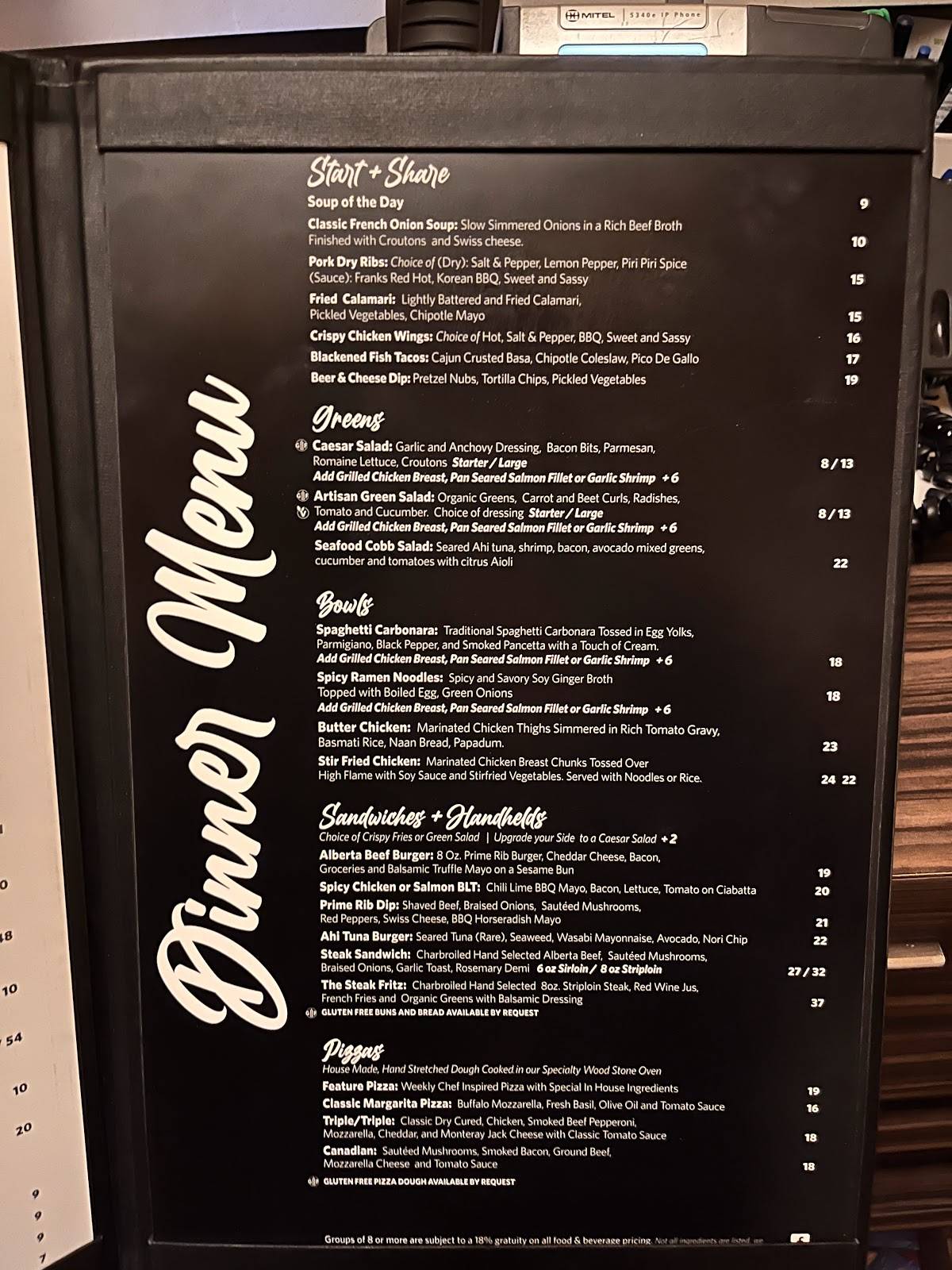Menu at Stages Kitchen & Bar, Edmonton