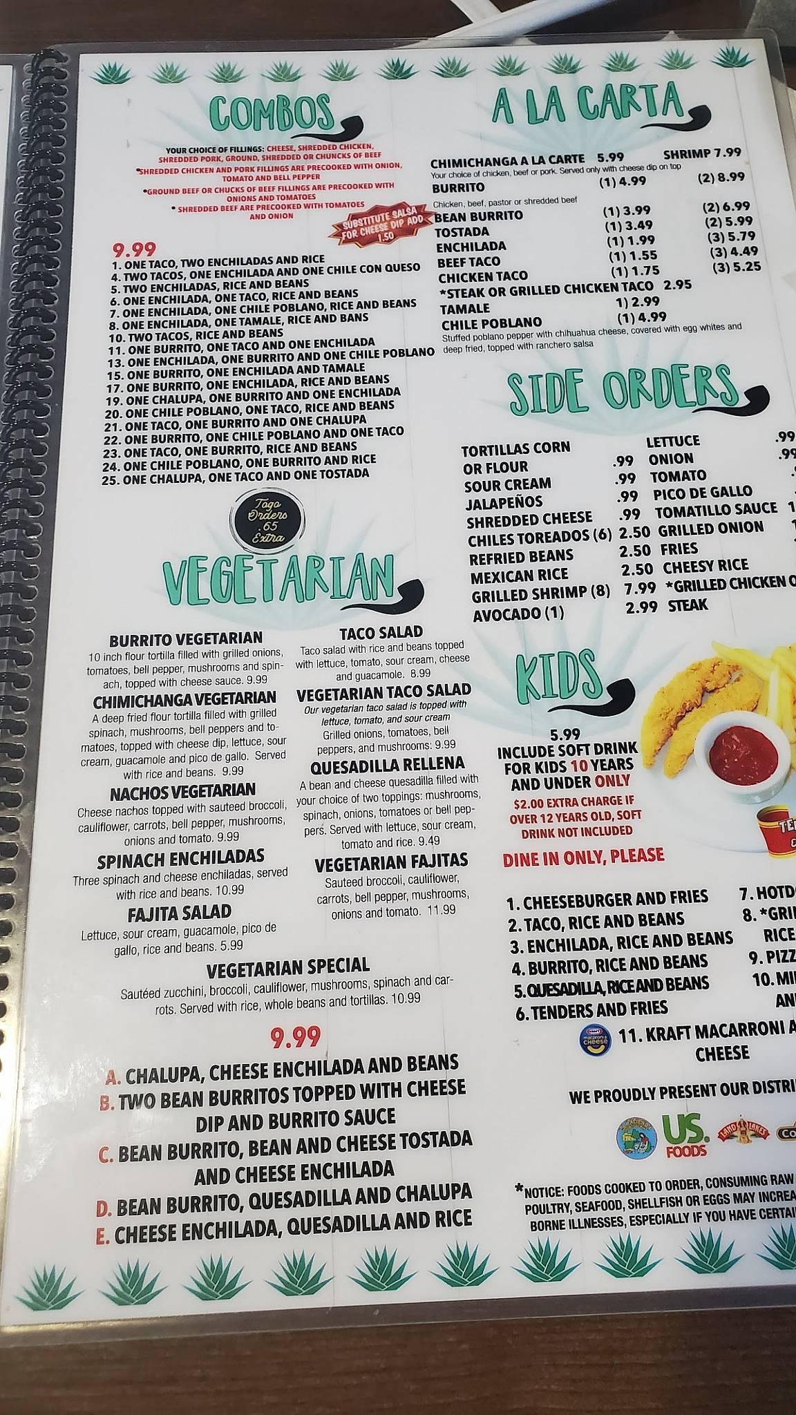 Menu at El Cactus Mexican Grille restaurant, Fort Oglethorpe