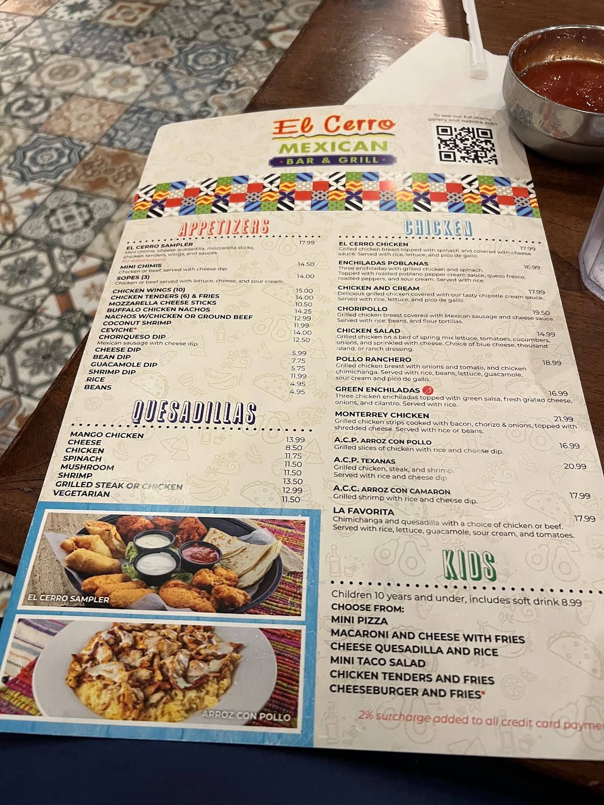 Menu at El Cerro Bar & Grill, Murrells Inlet, US-17 BUS