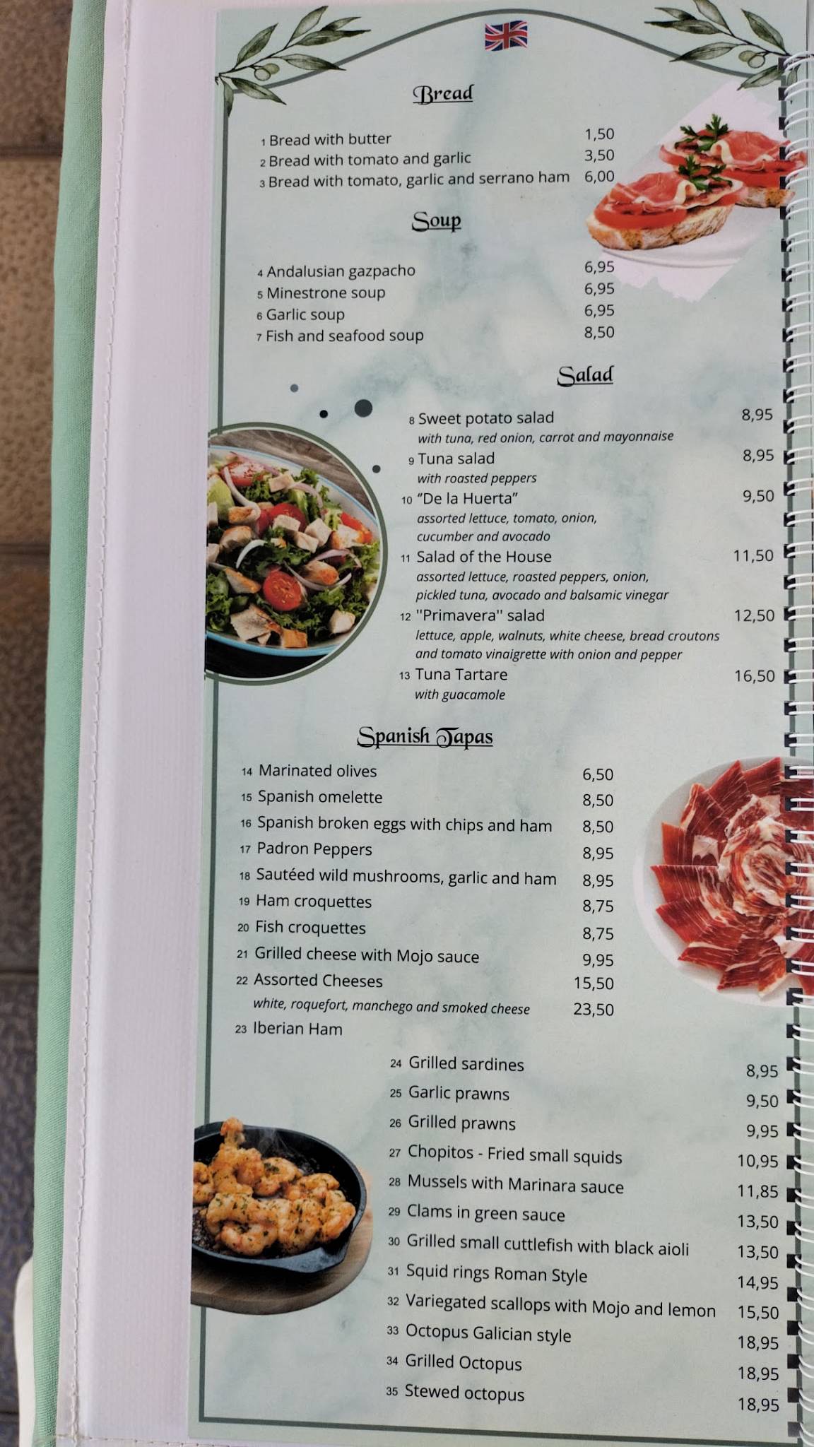 Menu at El Olivo Restaurante, Costa Adeje, Urbanizacion Playa Fañabe, 35