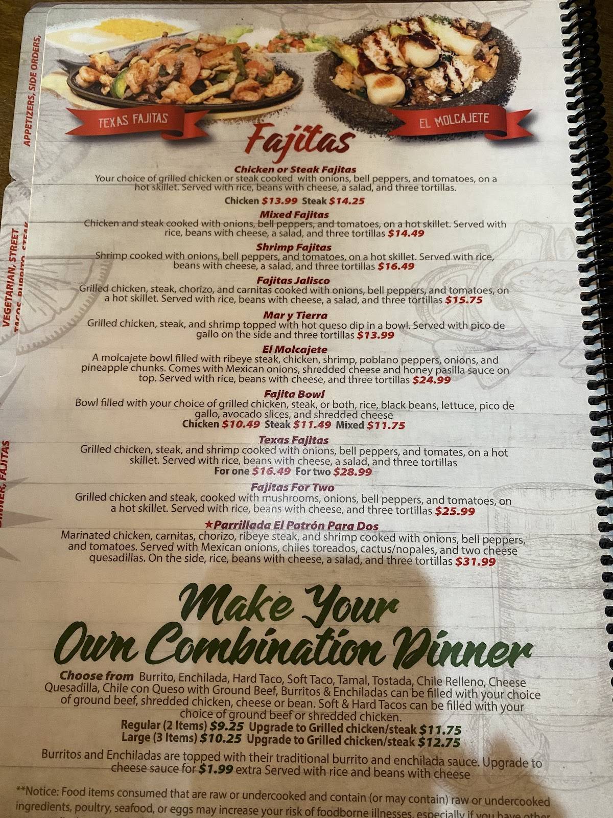 Menu at El Patron Mexican Style Food- Tarboro restaurant, Tarboro