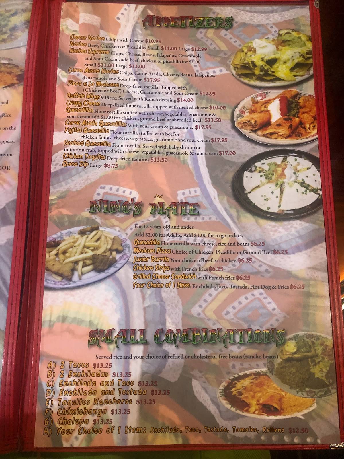 Menu at El Rancho Alegre restaurant, Lewistown