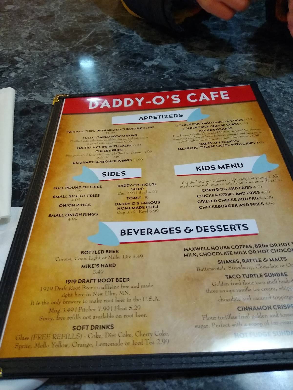 Menu at Daddy-O's Cafe, Elk River