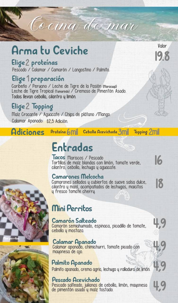 Menu at El Chiringuito Cocina de Mar creativa restaurant, Envigado, Cra ...